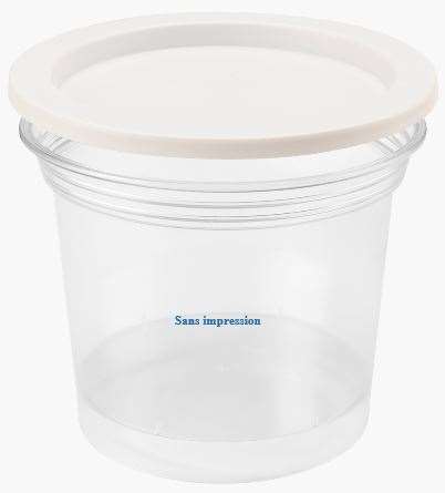 Pot crème cristal PC 500 ml + couv Blanc REF C4842